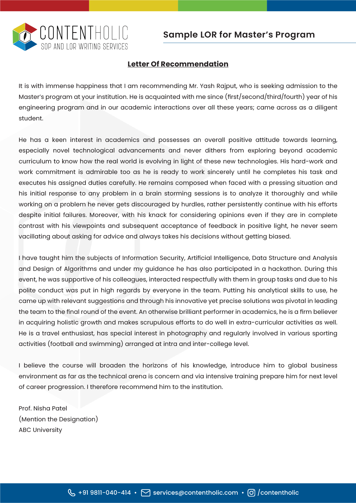 Academic LOR Samples, Formats, and Examples in 2025-26