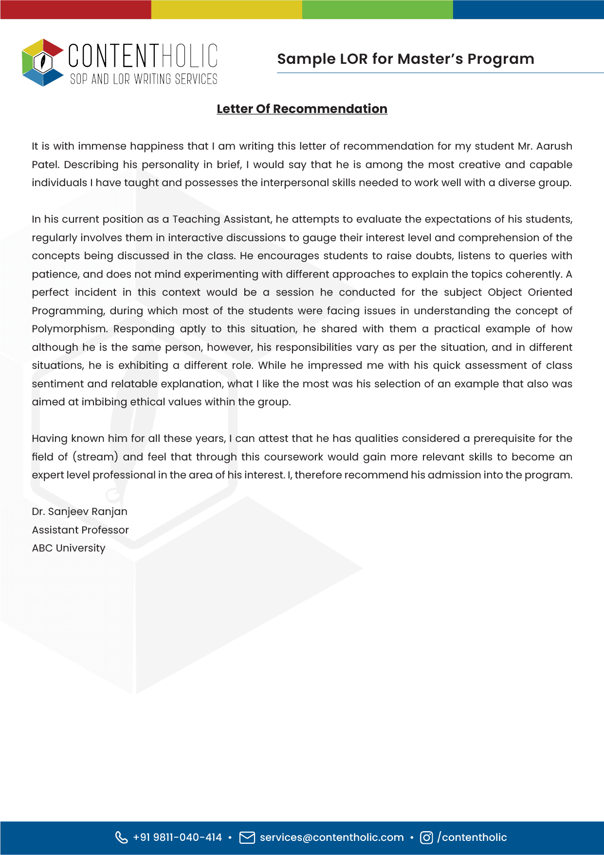 Academic LOR Samples, Formats, and Examples in 2025-26